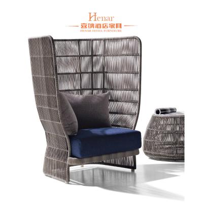 Cina Sofà classico dell'ingresso dell'hotel di Uhpholstered del rattan con il bene durevole del cuscino in vendita
