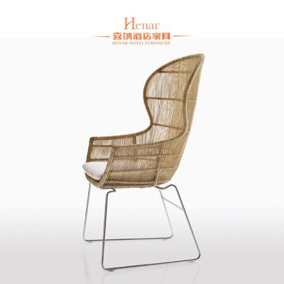 China Standard Modern Lobby Furniture , Metal Legs Rattan Upholstered Leisure Hotel Lobby Chair for sale