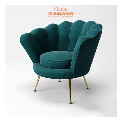 China Star Hotel Luxury Living Room Furniture / Metal Fabric Conch Sofa Dark Green for sale