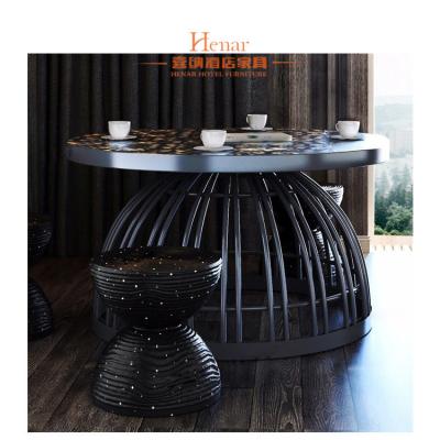China Professional Custom Black Hotel Lobby Furniture Dining Table And Chair for sale