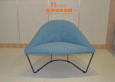 China Blue Linen Fabric Seat Metal Leg Modern Half Moon Shape Meditation chair for sale