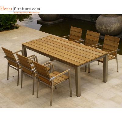 China Hotel Outdoor Restaurant Furniture Wooden Dining Chair with Metal Frame for sale