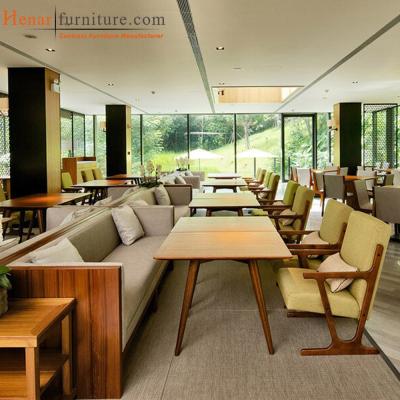 China Brown Solid Wooden Restaurant Dining Room Armchairs with Fabric Upholstery for sale
