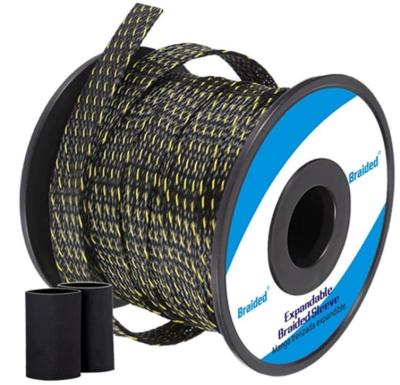 China Zwarte en Gele Flexibele Aangepast de Schurings Bestand van HUISDIEREN Uitzetbare Gevlechte Sleeving Te koop