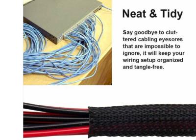 Chine application gainante tressée expansible de protection de gestion de câble d'ANIMAL FAMILIER noir de 40mm à vendre