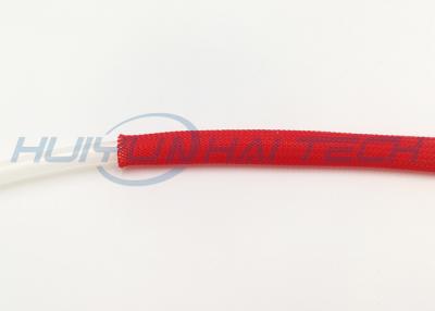 China Sleeving trançado bonde da cor vermelha da prova da chama para o chicote de fios de cabo do fio à venda