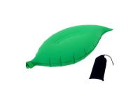 China Inflatable Travel Pillow Green Leaf Shape 55x35x30cm PVC Flocking Camping Neck Support for sale