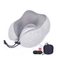 China Memory Foam Travel Neck Pillow with Adjustable Rope Lock 31x29.5x11.5cm for sale