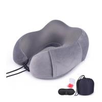 China Memory Foam Travel Neck Pillow with Adjustable Rope Lock 31x29.5x11.5cm for sale