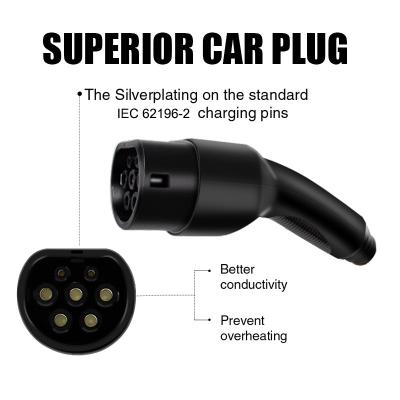 China 5m Universal Electric Vehicle Charger Cable 16A-32A Type 1 To Type 2 EV Charging Cord for sale