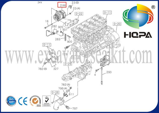 8980921120 8980921121 8980921122 ZX120-3 Alternator Generator for Isuzu Engines 4JJ1, 24Volts 50Amp
