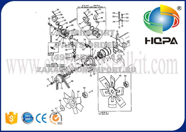 6136-61-1101 6136-61-1102 Water Pump of Engine S6D105 Excavator Parts ...