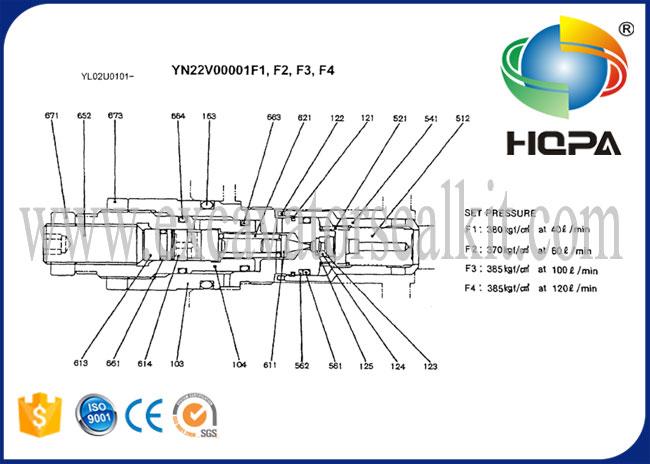Valvola a sfera principale YN22V00001F1 per l'escavatore Kobelco SK200-1