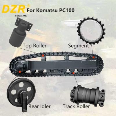 China Chassis-Montage Bagger Top Track Roller Idler Sprocket Segment für KOMATSU PC100 Unterwagen Ersatzteile203-30-00140 203-30-53001 203-27-41111 203-30-00100 zu verkaufen