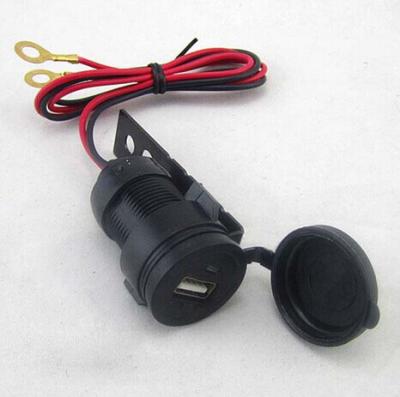 China 12V-24V Waterproof USB Charger cable 2.1A Black For Motorcycles for sale