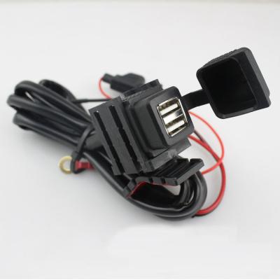 China 12V Motorcycle dual USB Charger Cable For iPad Phone Power System for sale