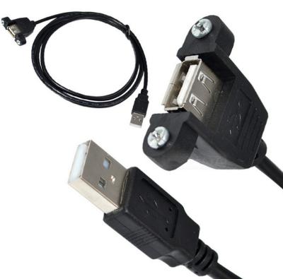 China USB 2.0 A female socket panel mount to USB A male plug extension cable for sale