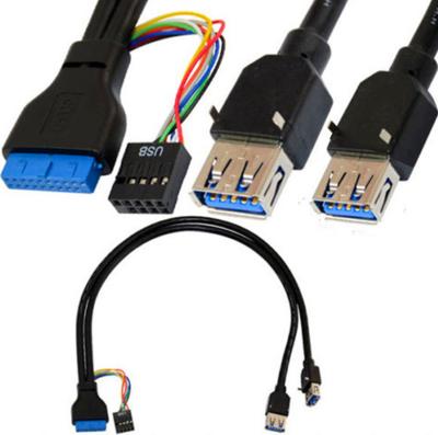 China 2 Port 45cm 1.5ft USB 3.0 A Female To Motherboard Header 20Pin & 2.0 9Pin Cable for sale