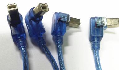 China Right Left UP Down angle USB 2.0 Type B male cable in transport blue color for sale