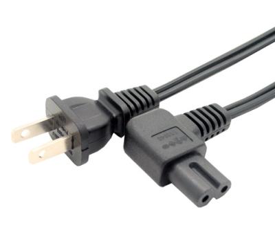 China US 2pin male to angled IEC 320 C7 power cord, IEC 320 C7 angled power cable 1M for sale