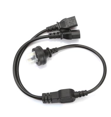 China Australia SAA 1 in 2 out Y split cable, SAA Male to 2x IEC C13 female Cable L=0.6Meter for sale