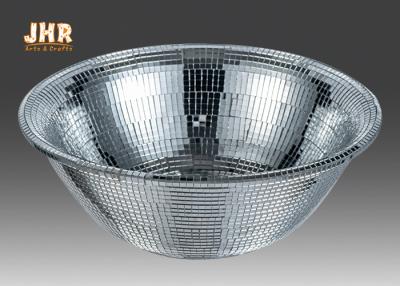 China Rond van de Bloemkommen van de Vorm Glanzend Glasvezel Zilveren het Mozaïekglas 31cm × 11cm Te koop