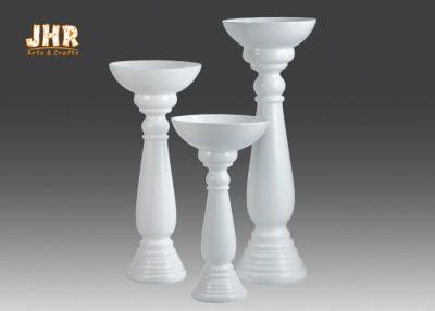 China Vasos brancos lustrosos do assoalho dos potenciômetros de flor da fibra de vidro de 3 partes com suporte à venda