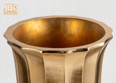 China Goud Doorbladerde van de Vazenhomewares van de Glasvezellijst van de de Puntentrompet Decoratieve de Vloervazen Te koop