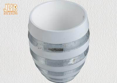 China Het tonvormige Mozaïek van de de Potten Glanzende Witte Spiegel van de Glasvezelbloem eindigt Te koop
