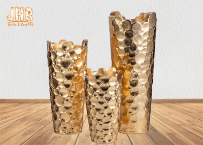 中国 装飾的な円パターン現代的な植物の鍋のガラス繊維の金ぱくの終わり3のサイズ 販売のため