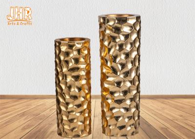 Cina Rivestimento della foglia di oro dei vasi da fiori della vetroresina del cilindro di progettazione del lampone due dimensioni in vendita