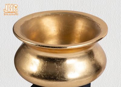 Cina I vasi della Tabella dei vasi da fiori della vetroresina della foglia di oro hanno glassato le piantatrici basse nere del vaso in vendita