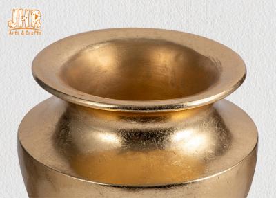 China Wedding Gold Leafed Fiberglass Centerpiece Table Vases Pot Shape Durable for sale