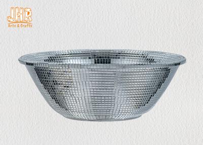 China Rond van de Bloemkommen van de Vorm Glanzend Glasvezel Zilveren het Mozaïekglas 31cm × 11cm Te koop