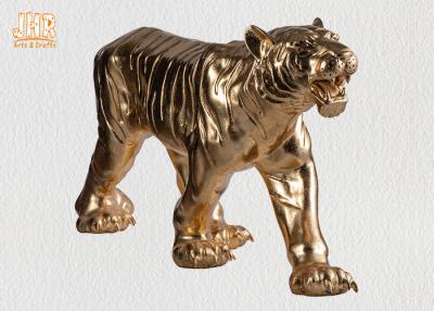 Cina Il grande oro ha coperto di foglie statua animale della Tabella della scultura della tigre delle figurine di Polyresin in vendita