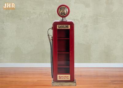 China Antique Storage Cabinets Wooden Gas Pump Display Cabinet MDF Storage Rack Red Color for sale