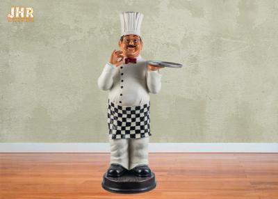 China Smiling Fat Polyresin Chef Statue Resin Chef Sculpture French Chef Figurine Statue White for sale