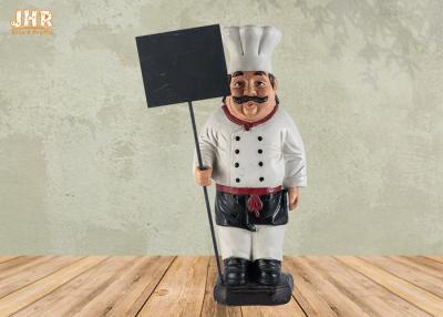 China Chef Tabletop Statue Polyresin Chef Figurine Wooden Chalkboard Resin Chef Sculpture for sale