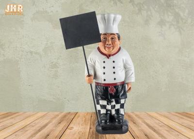 China Wooden Mini Chalkboards Resin Chef Sculpture Poly Chef Figurine Tabletop Statue for sale