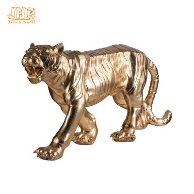 Cina Decorazione dell'interno della resina della figurina a grandezza naturale di Tiger Statue Golden Fiberglass Animal in vendita