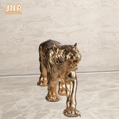 Cina Decorazione dell'interno della resina della figurina a grandezza naturale di Tiger Statue Golden Fiberglass Animal in vendita
