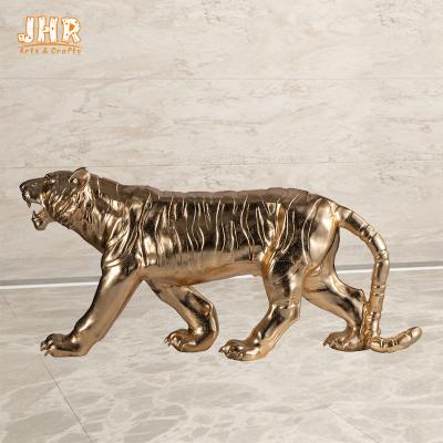 Cina Decorazione dell'interno della resina della figurina a grandezza naturale di Tiger Statue Golden Fiberglass Animal in vendita