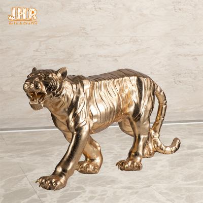 Cina Decorazione dell'interno della resina della figurina a grandezza naturale di Tiger Statue Golden Fiberglass Animal in vendita