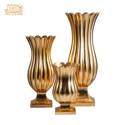 China Van de Pottenhomewares van de glasvezelinstallatie eindigen de Decoratieve Punten Binnen met Goud Te koop