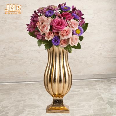 China Van de Pottenhomewares van de glasvezelinstallatie eindigen de Decoratieve Punten Binnen met Goud Te koop