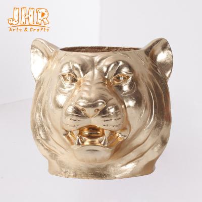 中国 44x40x38cmの粘土の植木鉢は青銅色の植物のライオンの彫像の卓上プランターをAntique 販売のため