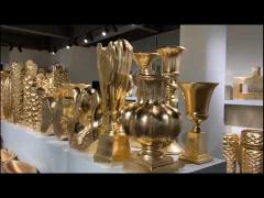 Gold Table Vases Fiberglass Urn Planters Resin Animal Statues MGO Indoor Planters Large Floor Vases