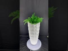 Home Decor Fiberglass Flower Pots Wavy Pattern Glossy White Durable 3 Sizes