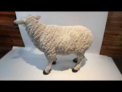 White Life Size Fiberglass Dolly Sheep Statue Animal Sculpture Garden Decor