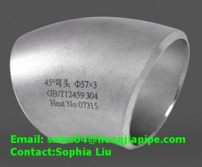 China 57MM GB/T 12459 304 45deg elbow for sale